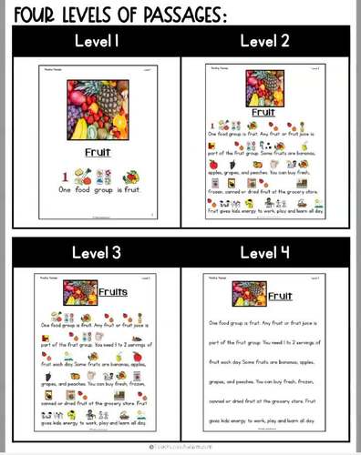 Fruit Reading Comprehension with Visuals for Special Education | TpT