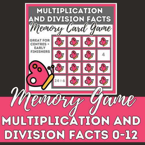 Multiplication and Division Memory Game (0-12): Great for Math Centres