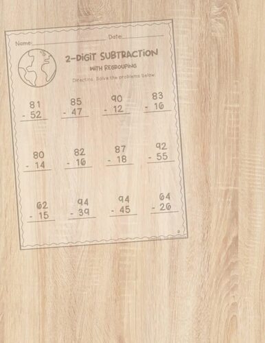 Back to School 2 Digit Subtraction Within 100 With Regrouping | Outer ...
