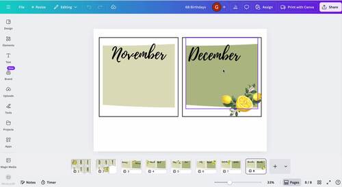 Amalfi Lemons-Birthday Chart-Editable by Miss Fish- PYP Planning