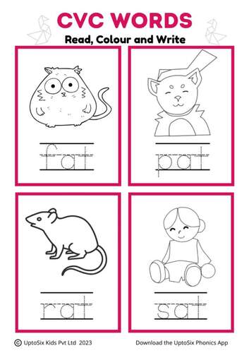 CVC Words | Read Colour and Write by UptoSix Kids | TPT