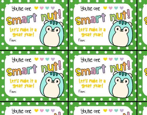 Cute Squirrel-Themed Beginning-of-Year Gift Tag- You're one smart nut!