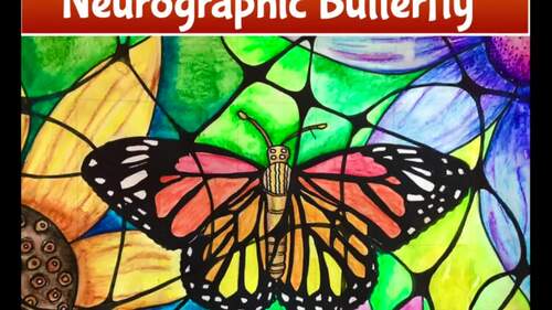 Neurographic Art project BUTTERFLY lesson with VIDEO guide 4th - 7th grade