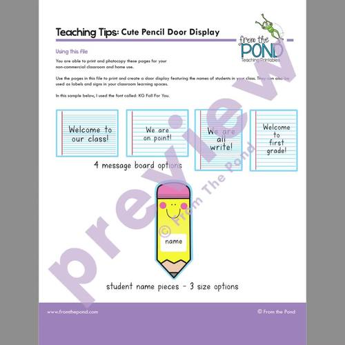 Cute Pencil Classroom Door Decor by From the Pond | TPT