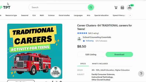 Exploring Traditional Careers: 64 Foundational Jobs (PPT + Worksheet)