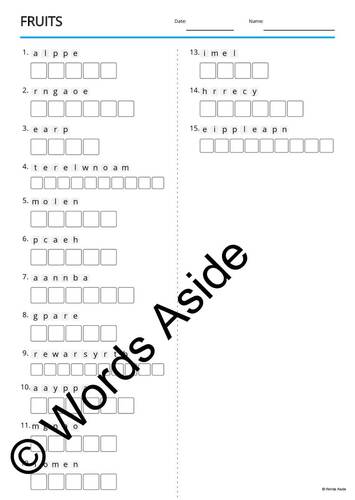 Word Puzzle Games Copy Crossword Word Search Anagram FRUITS by Words Aside