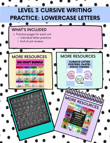 3rd Grade Cursive Writing Tracing Practice: Lowercase Letters by Ms Beh ...