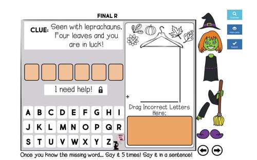 Final R Halloween Articulation Boom Cards™ Hangman Game | Halloween Final R