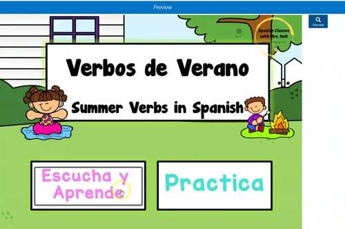 Summer verbs in Spanish- Verbos del verano - BOOM CARDS | TpT