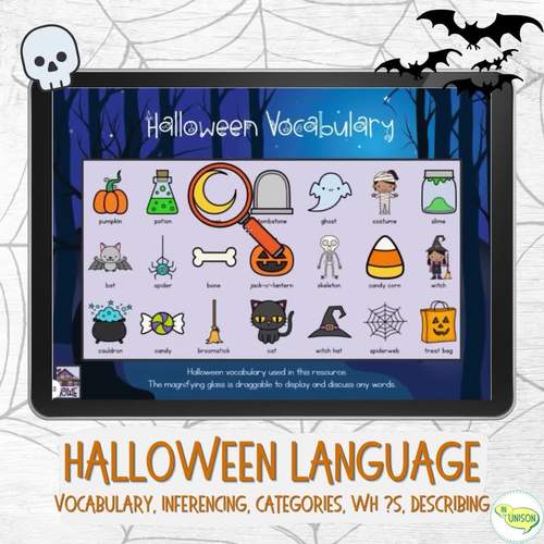 Halloween Vocabulary Boom Cards™ Inferencing Categories WH Questions ...