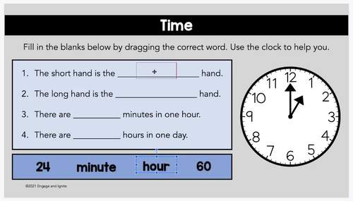 DIGITAL Telling Time Activities - 5 Minute Intervals by Engage and Ignite