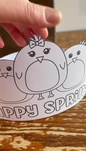 Easter Paper Crown, Spring Coloring Paper Crown Craft, Easter Chicks ...