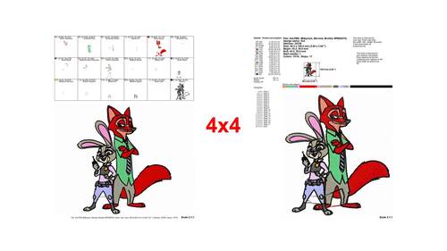 Zootopia Judy Hopps Nick Wilde police rabbit fox embroidery designs ...