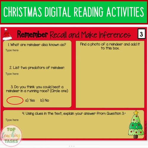 Christmas Digital Reading Comprehension for Google Classroom | Distance ...