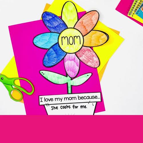 Mother's Day Card Craft - Flower Gift by A Dab of Glue Will Do | TPT