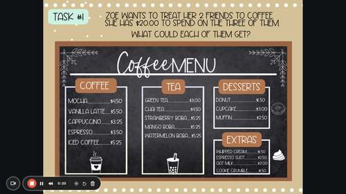 Star "Bucks" Coffee Shop: Money Math Enrichment Activity Grades 3-4