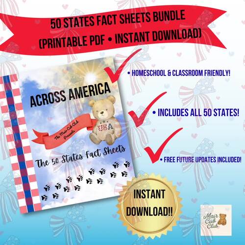 Across America - The 50 States Fact Sheets by Sparrows&Sons | TPT