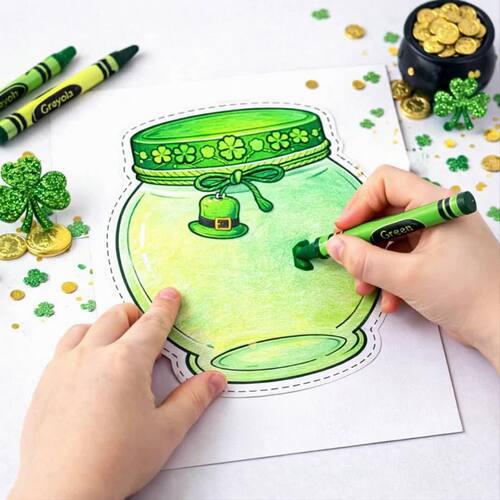 St. Patrick’s Day Jar Coloring Templates for Shamrock Jar Craft ...