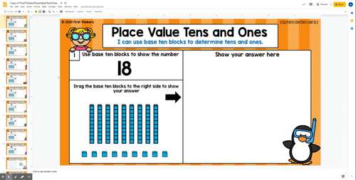 Place Value Tens and Ones Google Slides Seesaw Digital Math Game