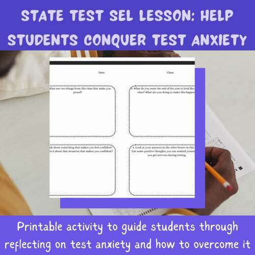 State Test Prep || Worksheet SEL Test Anxiety Lesson for Middle & High ...