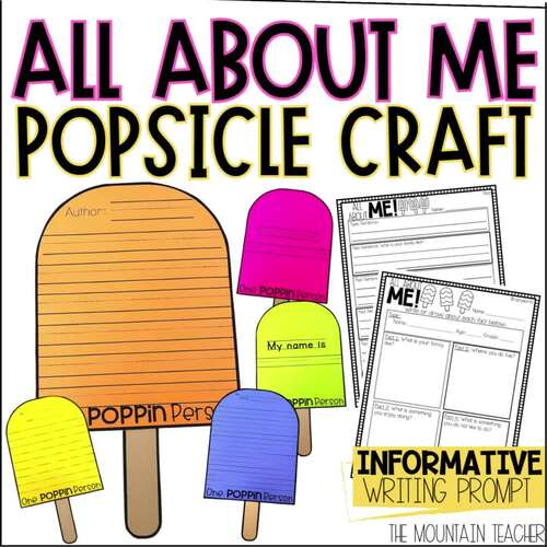 All About Me Writing Prompt with Popsicle Craft Back to School Bulletin ...