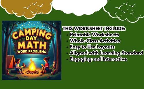 Camp Day Math Word Problem Activities 2nd,3rd,4th,5th,6th,7th,8th,Grade