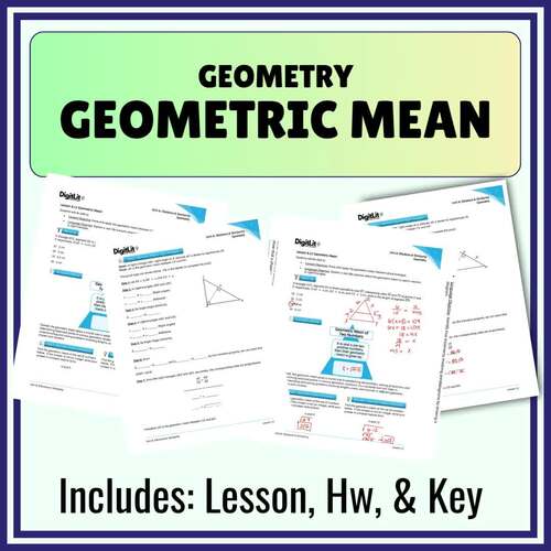 Geometric Mean Guided Notes & Worksheets| 9th-11th Grade Geometry