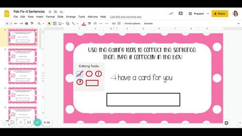 February Fix-It Sentences for Google Slides by Paradise in First Grade