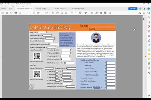 Calculate Net Pay | Federal and State Income Tax Activity Sheets | 2022 ...