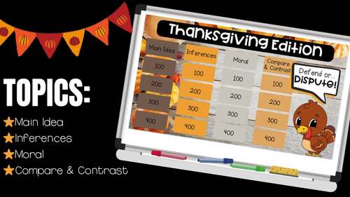 Digital Thanksgiving Game: Text Evidence (Main Idea, Inferencing ...