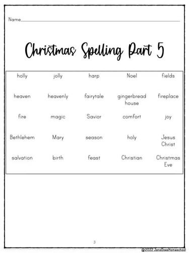 Christmas Spelling Practice Part 5, includes Religious Christmas Word Work