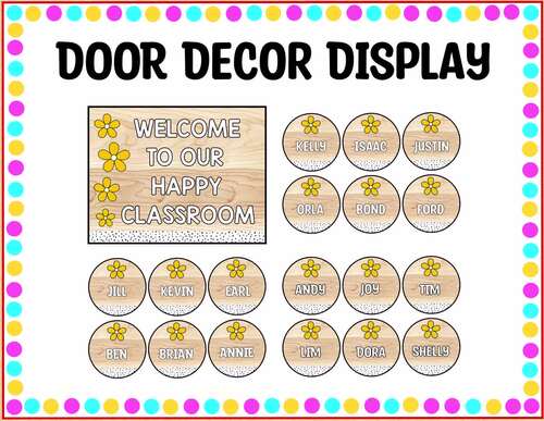 Golden Bloom Farmhouse Daisy Classroom Door Display Set, Welcome Posters