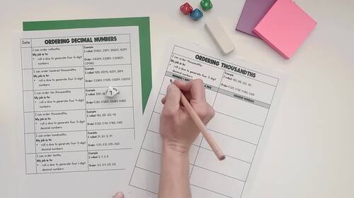 Roll and Solve: Ordering Decimal Numbers with Dice | Differentiated