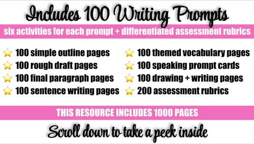 French Writing Prompts For Beginners - Big Bundle Includes Speaking ...