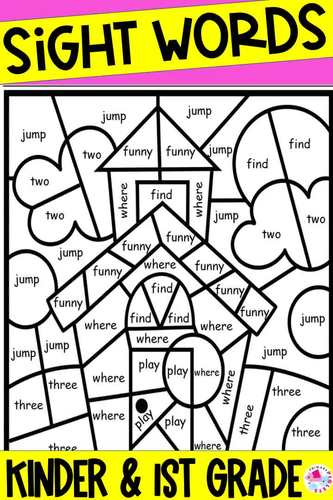 Back to School Coloring Pages Sheets Color by Code Sight Words Primer & 1st