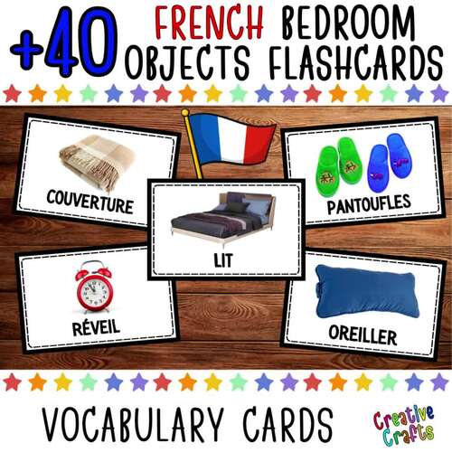French Common BEDROOM Objects Flashcards with Real Photos | Basic ...