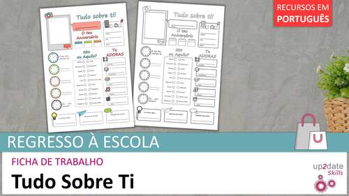 Back to School Activity | All About You Worksheet in Portuguese (Tudo ...