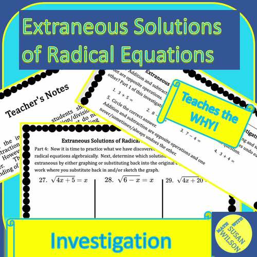 Extraneous Solutions of Radical Equations Investigation | TPT