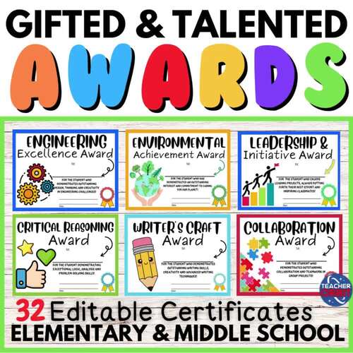 Gifted and Talented Student Awards Achievement Recognition End of Year