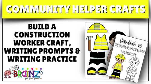 Community Helper Activity | Construction Worker Cut & Paste Craft ...