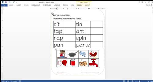 Jolly Phonics-DIGITAL & PRINTABLE ACTIVITY- Match picture to word-All 7 ...