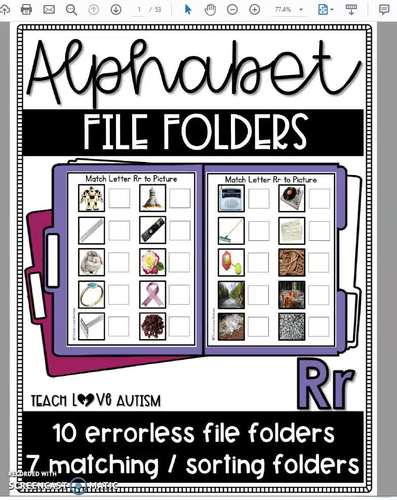 Alphabet File Folders Letter R by Teach Love Autism | TPT