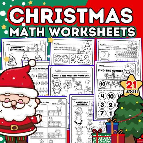 Winter, Christmas & New Year Math Activities Kindergarten:Addition ...