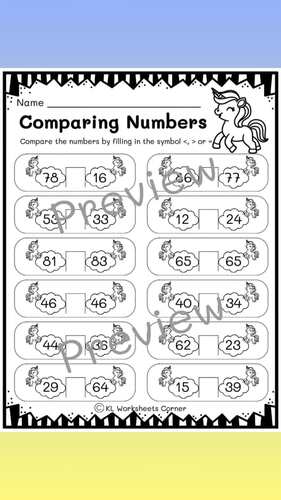 Comparing Numbers Worksheets: Practice Comparing 2-digit numbers