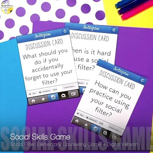 Social Skills Elementary Counseling SEL Game - Social Filters: Print ...