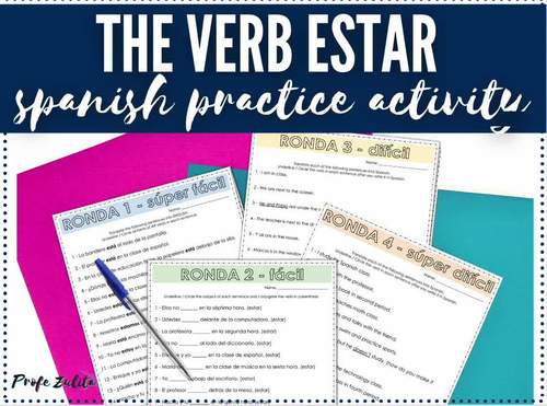 Spanish Estar Verb Conjugation Practice 4 Worksheets by Profe Zulita