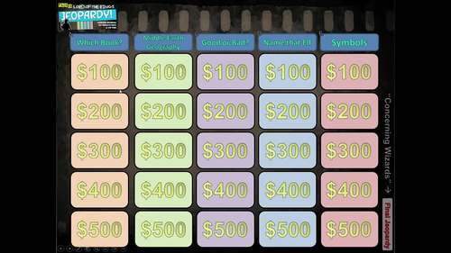 LORD OF THE RINGS JEOPARDY! Geography, Characters, Symbolism & more