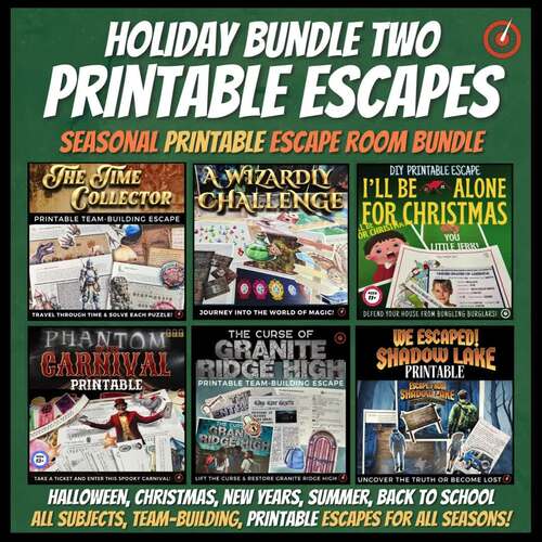 PRINTABLE Holiday Escape Room Bundle 2, Team-Building, Middle, High School