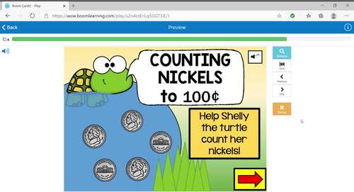 Counting Money with Nickels to 100 Cents BOOM CARDS Money Math | TPT