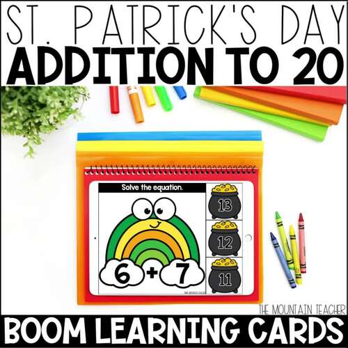 St. Patrick's Day Boom Cards for Addition up to 20 Math Fact Fluency ...